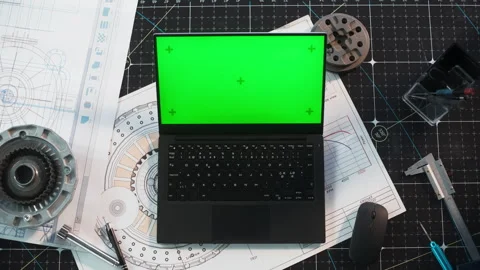 Green Screen Laptop Computer Engineering | Stock Video | Pond5