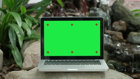 Green screen laptop computer set up for ... | Stock Video | Pond5