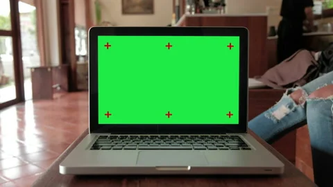 Green screen laptop computer set up for ... | Stock Video | Pond5