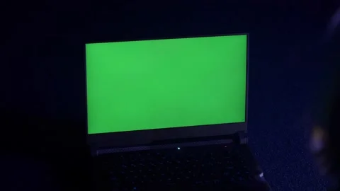 Green screen laptop in the dark | Stock Video | Pond5