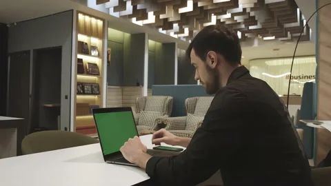 Green screen laptop. Tracking marker on ... | Stock Video | Pond5