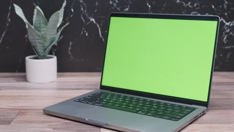 Green screen laptop work from home setup... | Stock Video | Pond5