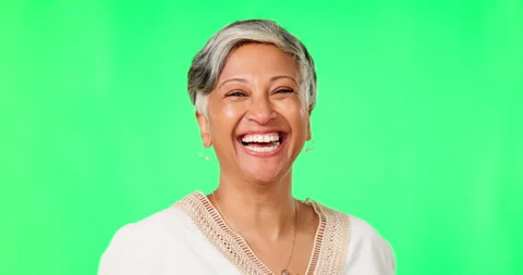 Green screen, laugh and face of senior w... | Stock Video | Pond5