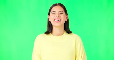 Green screen, laughing woman and face wi... | Stock Video | Pond5