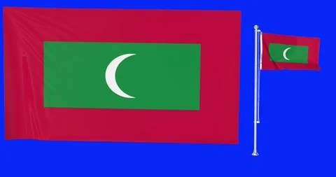 Green screen Maldives two flags waving m... | Stock Video | Pond5