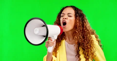 Green screen, megaphone and woman in stu... | Stock Video | Pond5