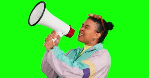 Green screen megaphone, scream or angry ... | Stock Video | Pond5