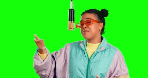 Green screen microphone, music singer an... | Stock Video | Pond5