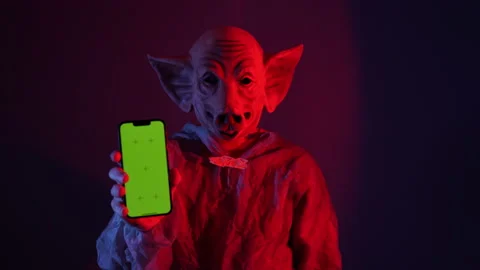 green screen mock up crazy man with mask | Stock Video | Pond5