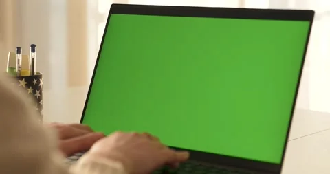Green screen monitor on the laptop | Stock Video | Pond5