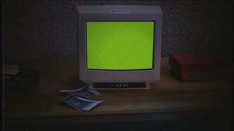 Green Screen Monitor Old VHS TV Effect Z... | Stock Video | Pond5