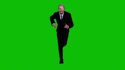 Green Screen Old Business Man Running 4K... | Stock Video | Pond5