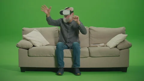 Green Screen. An Old Man With in VR Glas... | Stock Video | Pond5