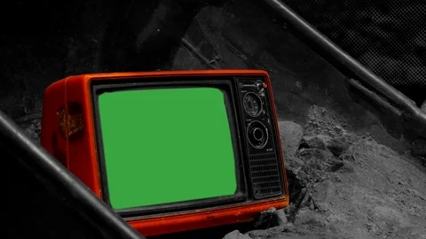 Green screen old retro red tv in the dus... | Stock Video | Pond5
