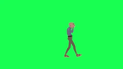 Green screen old tall man walking while ... | Stock Video | Pond5