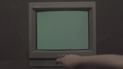 Green Screen Old Vintage CRT TV Monitor ... | Stock Video | Pond5