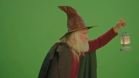 Green Screen. An Old Wizard With a Lamp ... | Stock Video | Pond5