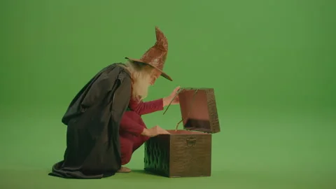 Green Screen. An Old Wizard Looks Into t... | Stock Video | Pond5