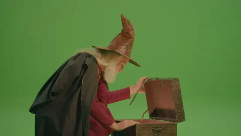 Green Screen. An Old Wizard Looks Into t... | Stock Video | Pond5