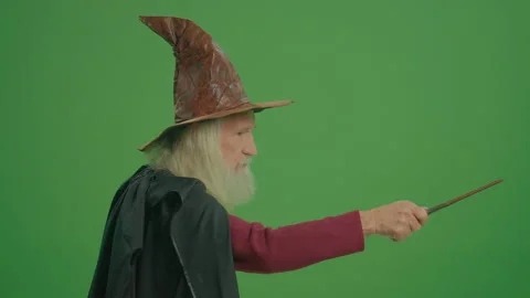Green Screen. An Old Wizard Makes Wishes... | Stock Video | Pond5
