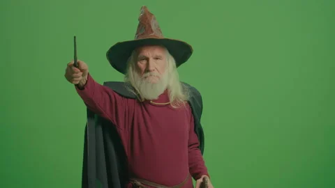 Green Screen. An Old Wizard Makes Wishes... | Stock Video | Pond5