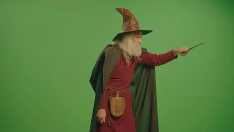 Green Screen. An Old Wizard Makes Wishes... | Stock Video | Pond5