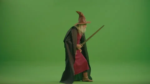 Green Screen. An Old Wizard Walks With t... | Stock Video | Pond5