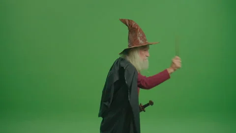 Green Screen.An Old Wizard Walks With a ... | Stock Video | Pond5
