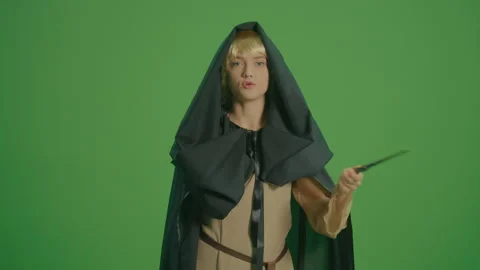 Green Screen. Portrait of a Girl Makes W... | Stock Video | Pond5