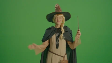 Green Screen. Portrait of a Girl Sorcere... | Stock Video | Pond5