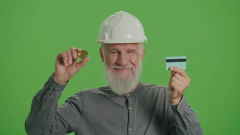 Green Screen. Portrait of Old Man in Hel... | Stock Video | Pond5