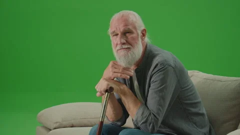 Green Screen. Portrait of a Sad Old Man ... | Stock Video | Pond5