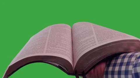 Green screen reading open Bible in hand | Stock Video | Pond5