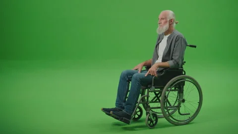 Green Screen.A Sad Old Man with Gray Bea... | Stock Video | Pond5