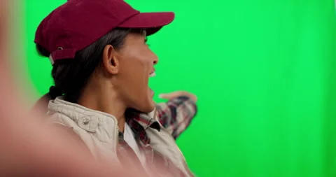 Green screen, selfie and influencer show... | Stock Video | Pond5