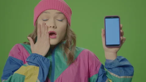 Green Screen. Shocked Girl of '80-'90s S... | Stock Video | Pond5
