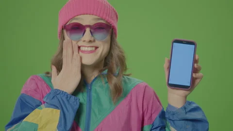 Green Screen. Shocked Girl of '80-'90s S... | Stock Video | Pond5
