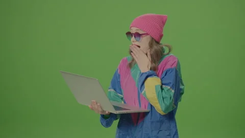 Green Screen. Shocked Girl of '80-'90s S... | Stock Video | Pond5