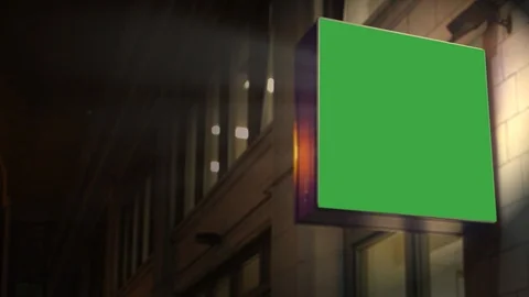 Green screen sign on side of building wi... | Stock Video | Pond5