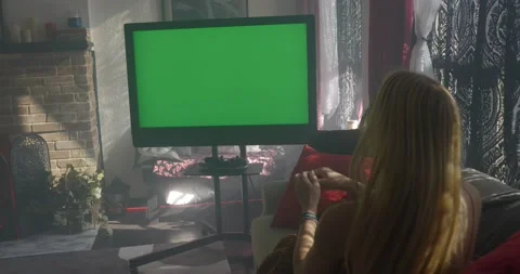 Girl Watching Tv Green Screen Stock Footage ~ Royalty Free Stock Videos ...