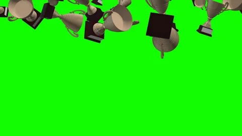 Green screen trophy silver cup falling t... | Stock Video | Pond5