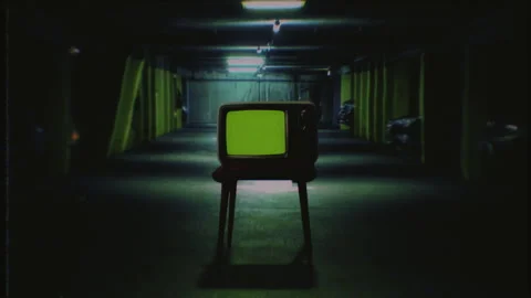 Green Screen TV Dark Parking Lot Spooky ... | Stock Video | Pond5