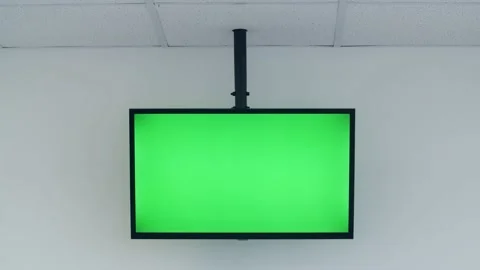 Green screen TV at office. LCD display o... | Stock Video | Pond5