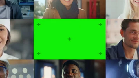 Green Screen Zoom in Diverse People Coll... | Stock Video | Pond5