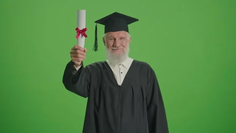 Green Screen.Portrait of an Old Graduate... | Stock Video | Pond5