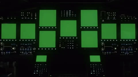 Green screens the cockpit of the spacesh... | Stock Video | Pond5