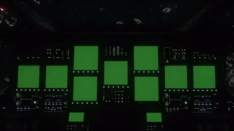 Green screens the cockpit of the spacesh... | Stock Video | Pond5