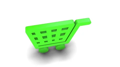 Green shopping cart animation 3D on whit... | Stock Video | Pond5