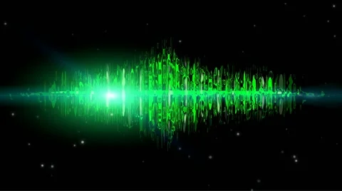 GREEN SOUND WAVE WITH LENS FLARE & PARTI... | Stock Video | Pond5