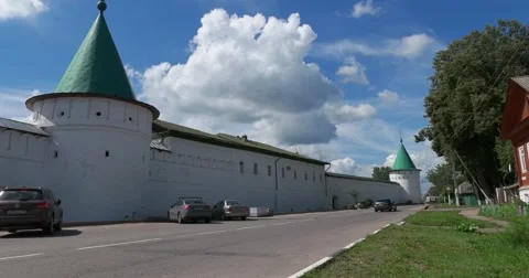 Green towers. The walls of the Holy Trin... | Stock Video | Pond5